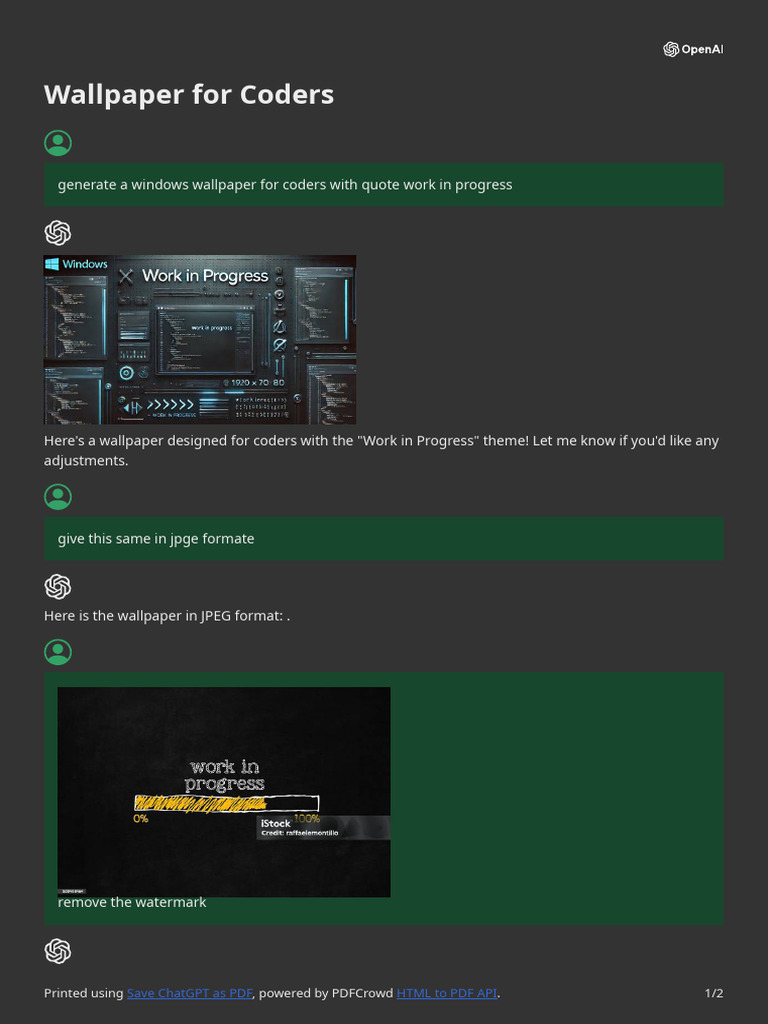 Wallpaper For Coders: Save Chatgpt As PDF HTML To PDF Api | PDF