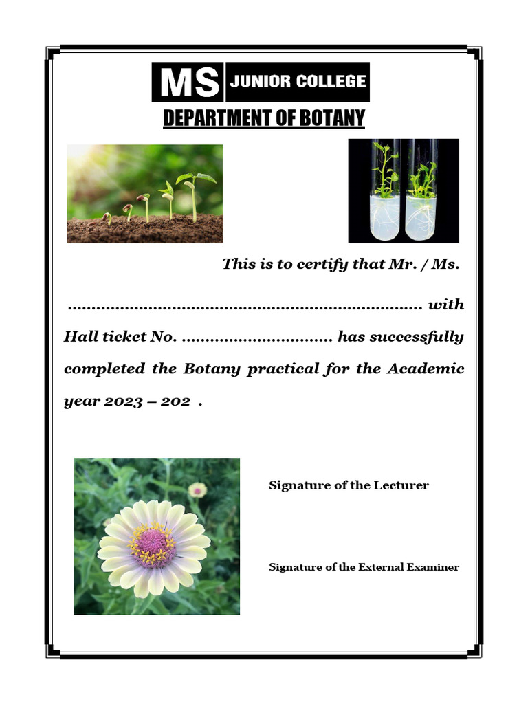 Botany Practical Completion Certificate | PDF
