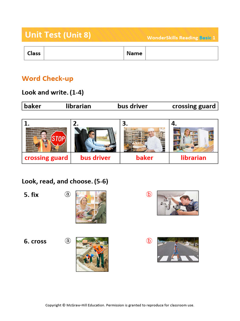 Unit Test - Basic 1 - Unit 8 - Answer Key | PDF