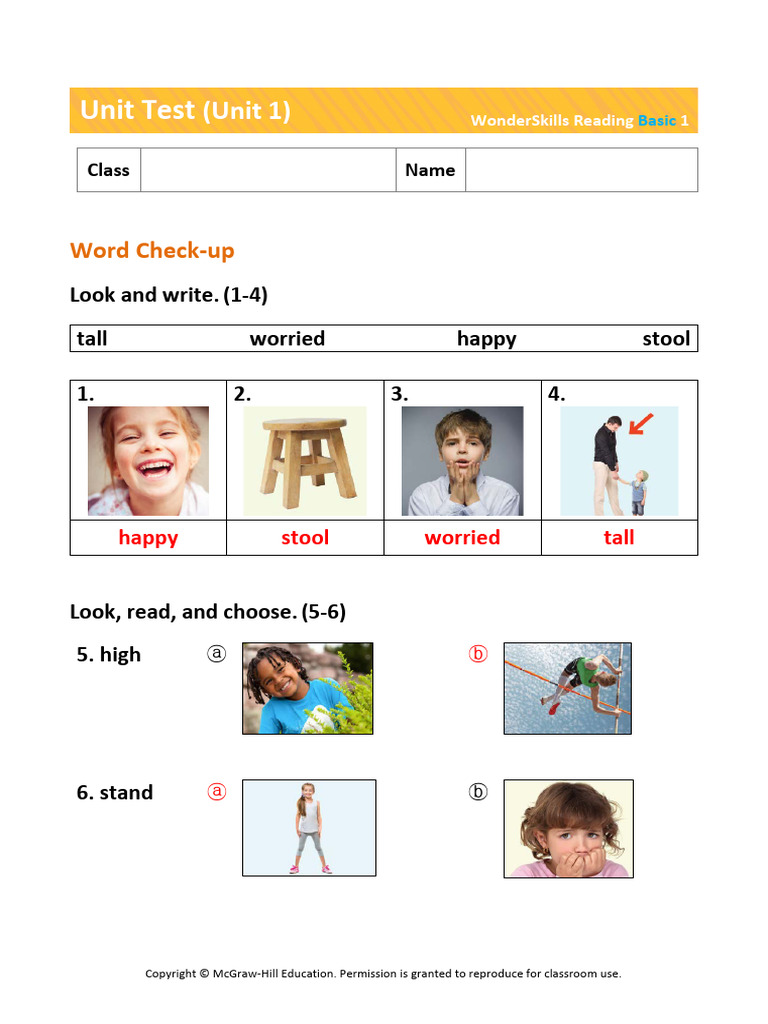 Unit Test - Basic 1 - Unit 1 - Answer Key | PDF