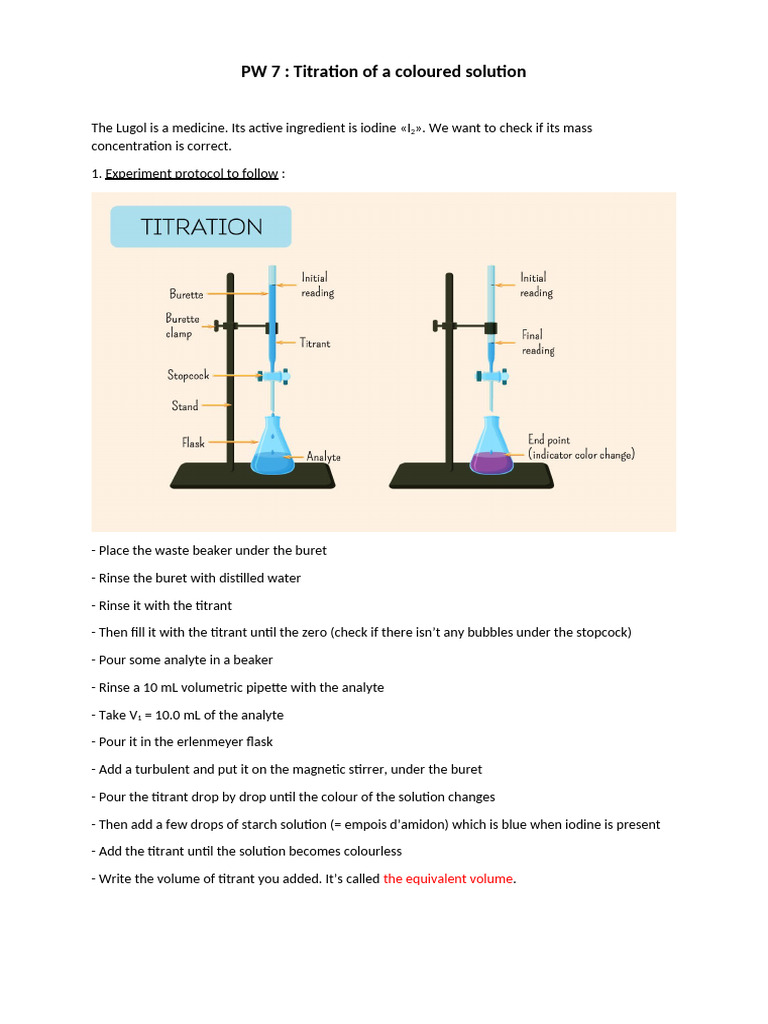 PW 7 Titration of Lugol | PDF