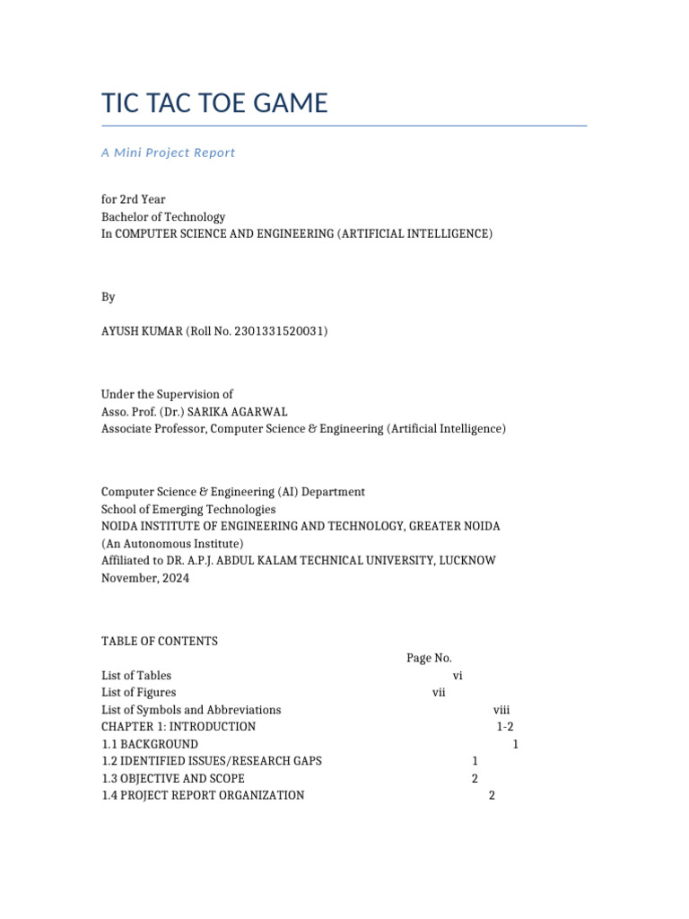 Tic_Tac_Toe_Project_Report_Professional | PDF | Object Oriented Programming | Java (Programming ...