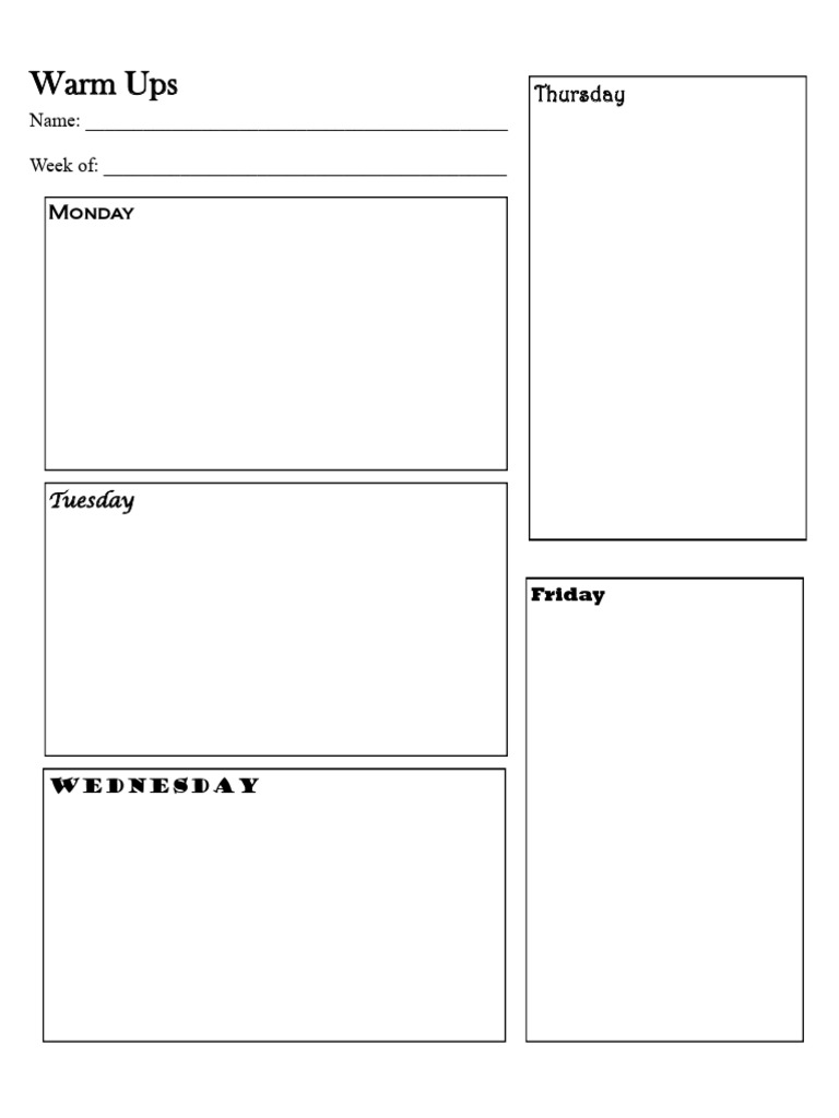 Warm Up Sheet | PDF