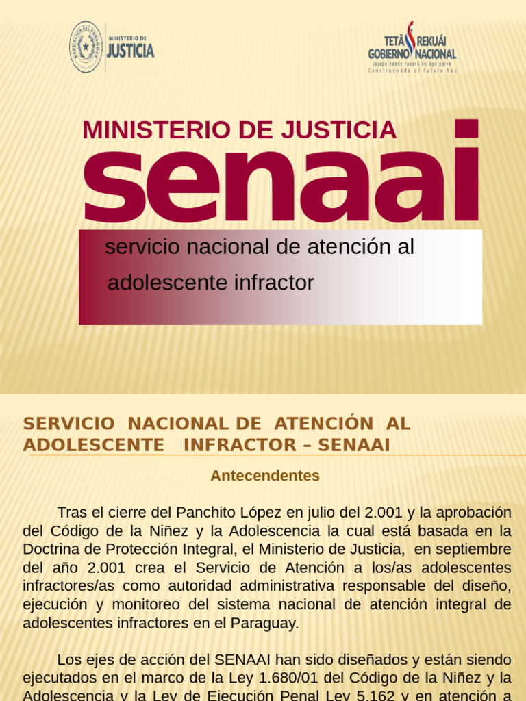 Senaa: Ministerio de Justicia | PDF | Derechos de los niños | La delincuencia juvenil