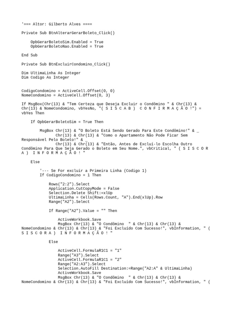 BKP FrmAlterarCondomino | PDF | Informática