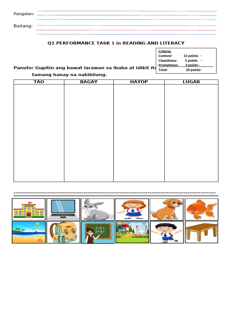 Q1-Matatag-Performance Task 1-Reading and Literacy | PDF
