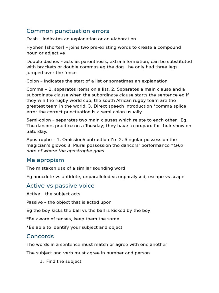 Common Punctuation and Grammar Errors | PDF | Language Arts & Discipline
