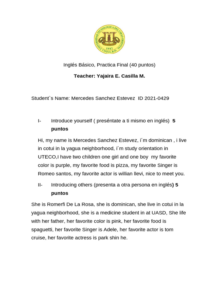 Practica de Ingles Basico | PDF | Linguistics | Syntax