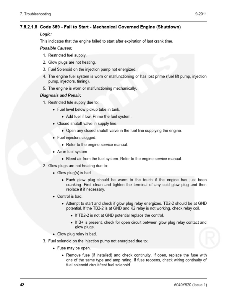 Engine Troubleshooting Guide | PDF | Relay | Battery Charger