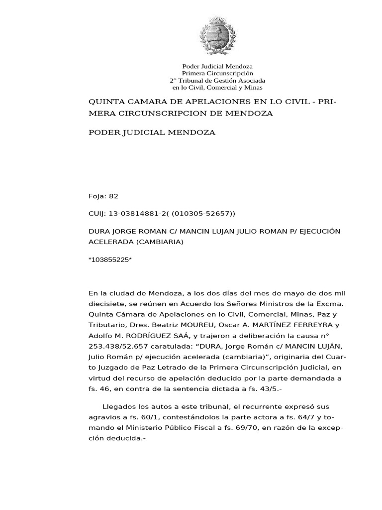 QUINTA CAMARA DE APELACIONES EN LO CIVI1.docx7docx | PDF | Sentencia ...