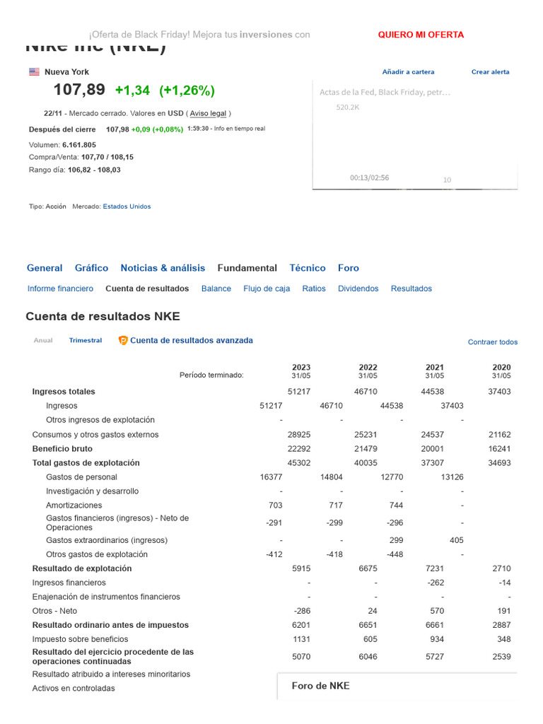 Ingresos de Nike (NKE) | PDF | Inversiones | Contabilidad financiera