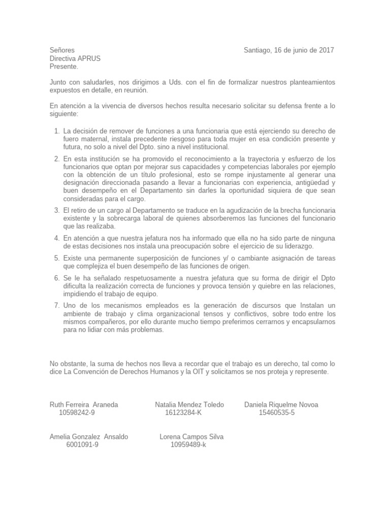 Carta aprus Santiago | PDF