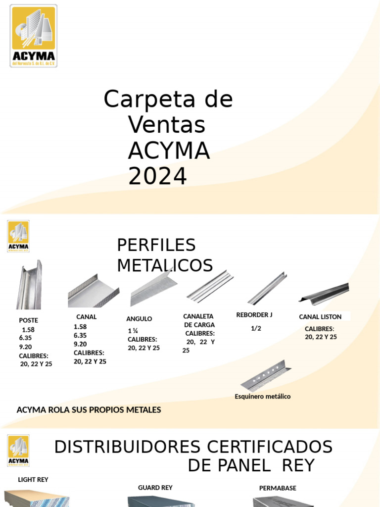 Perfiles Metálicos y Materiales de Construcción ACYMA 2024 | PDF ...