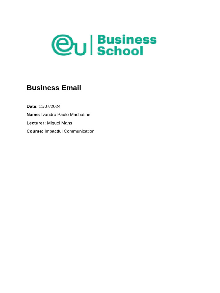 Business Email Impactful Communication - Ivandro Machatine | PDF ...