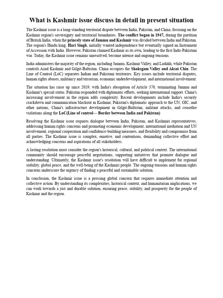 Overview of the Kashmir Issue | PDF | Pakistan | India–Pakistan Relations