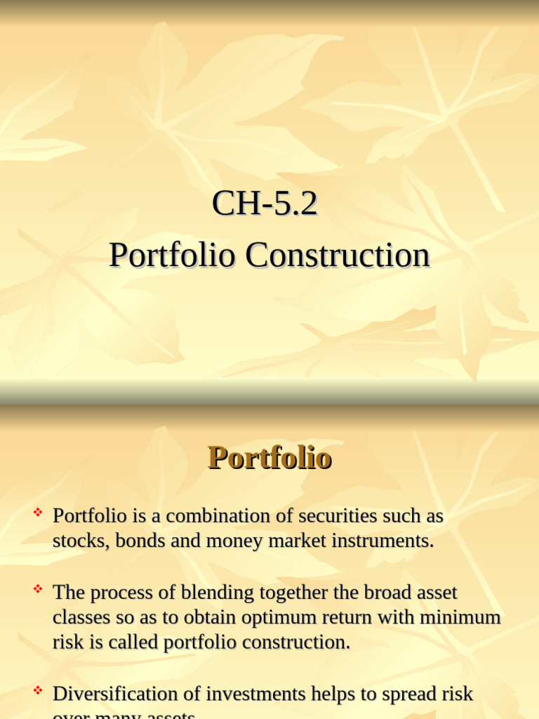 CH-5.2 Portfolio Construction | PDF | Portfolio (Finance) | Diversification (Finance)