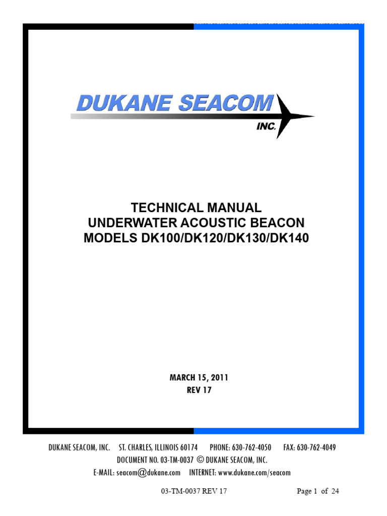 03-TM-0037 REV 17 Dukane Seacom Acoustic Beacon Technical Manual | PDF ...