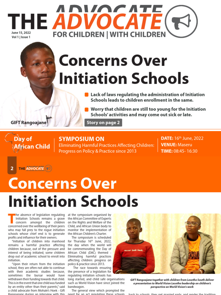 The Advocate Issue 1 2022 World Vision Lesotho A4 Without Bleed 0 | PDF ...