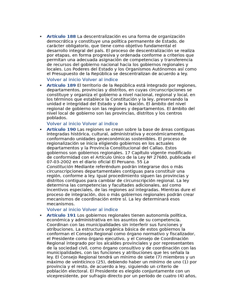 Volver Al Inicio Volver Al Indice: Artículo 188 | PDF | Gobierno local ...