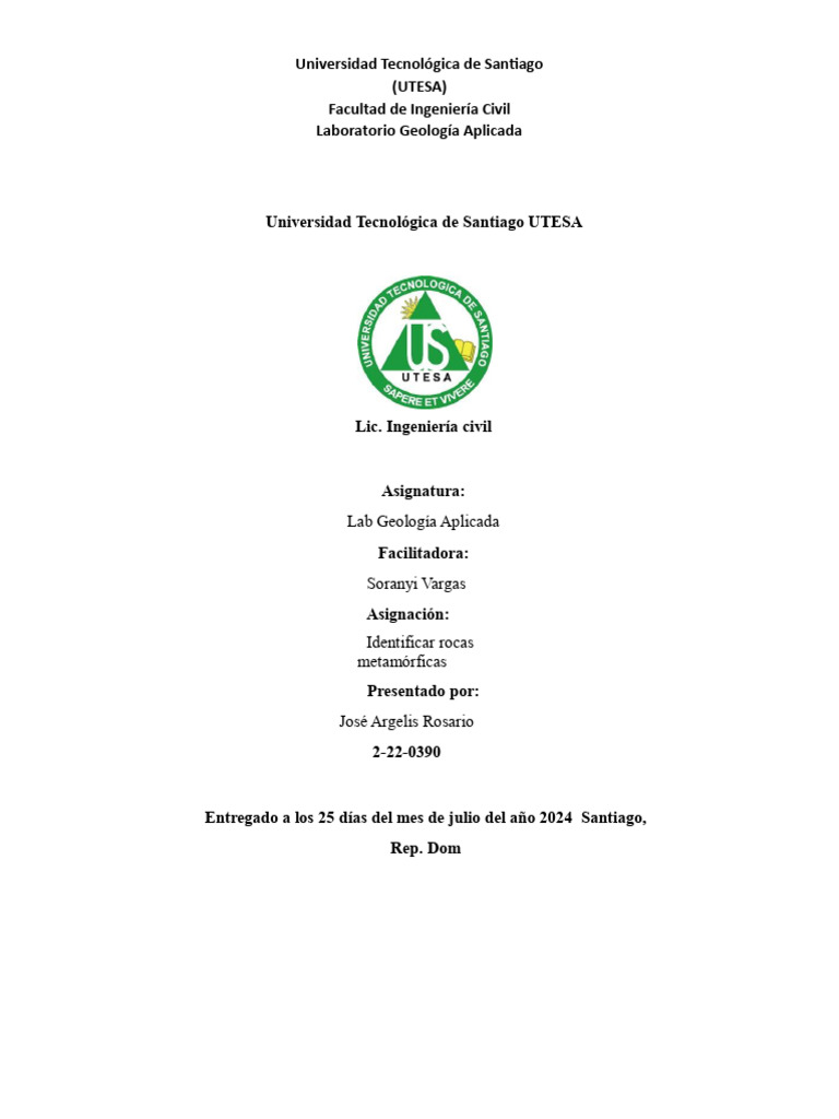 Practica VI | PDF | Roca (geología) | Geología