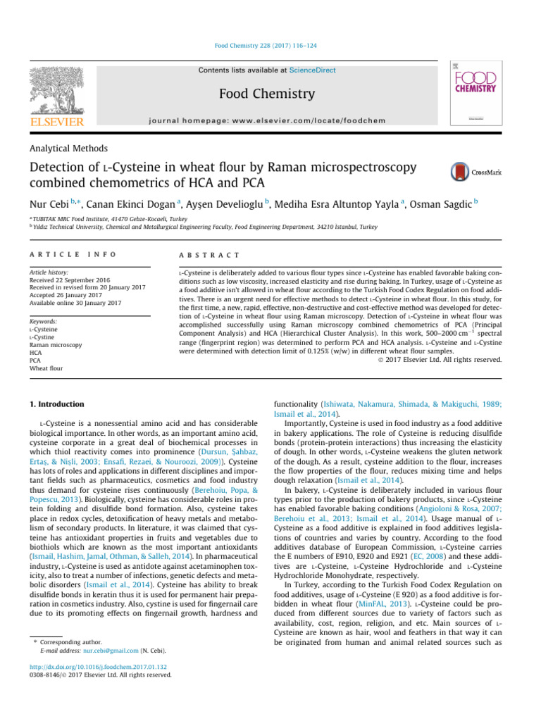 Detection of L-Cysteine in Wheat Flour by Raman Microspectros | PDF ...