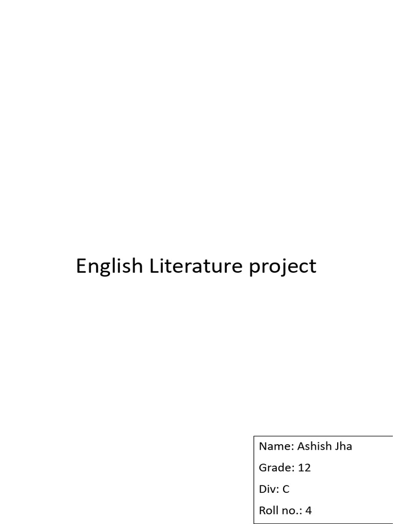 English Literature Project | PDF | Racism | Discrimination & Race Relations