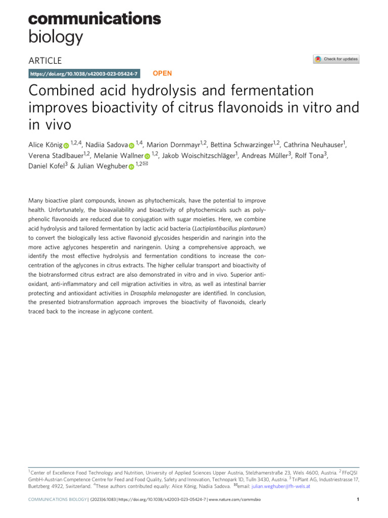 Combined Acid Hydrolysis and Fermentation Improves Bioactivity of ...