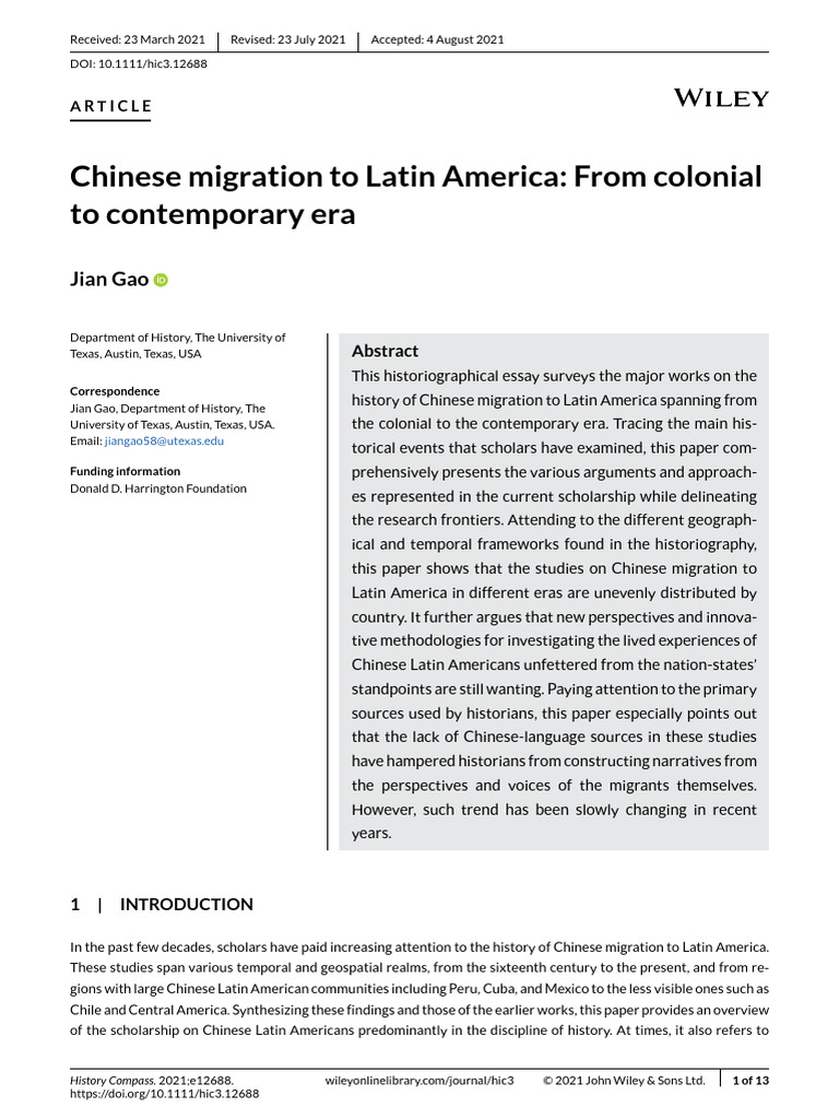 Chinese Migration To Latin America From | PDF | Latin America | Human ...