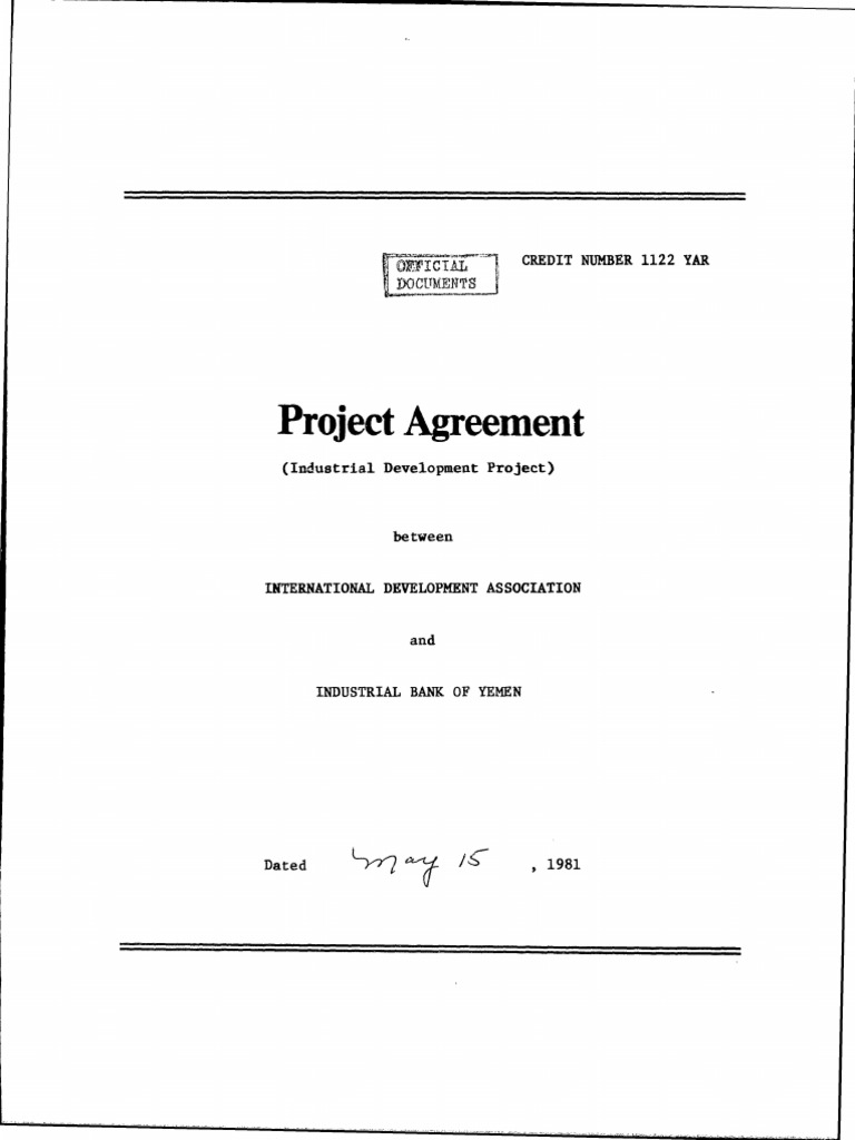 Credit 1122 Yemen Industrial Development Project Project Agreement ...