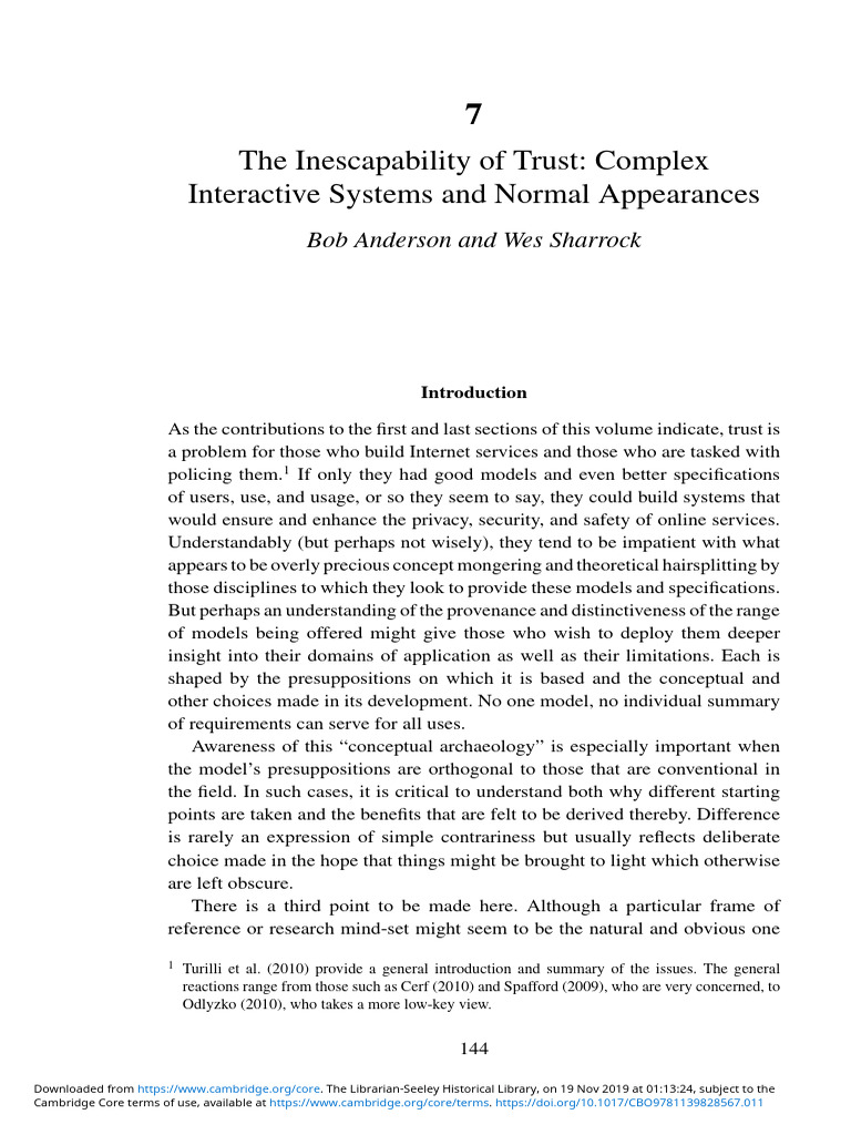 (Art) ANDERSON, Bob & SHARROCK, Wes (2014) The Inescapability of Trust ...