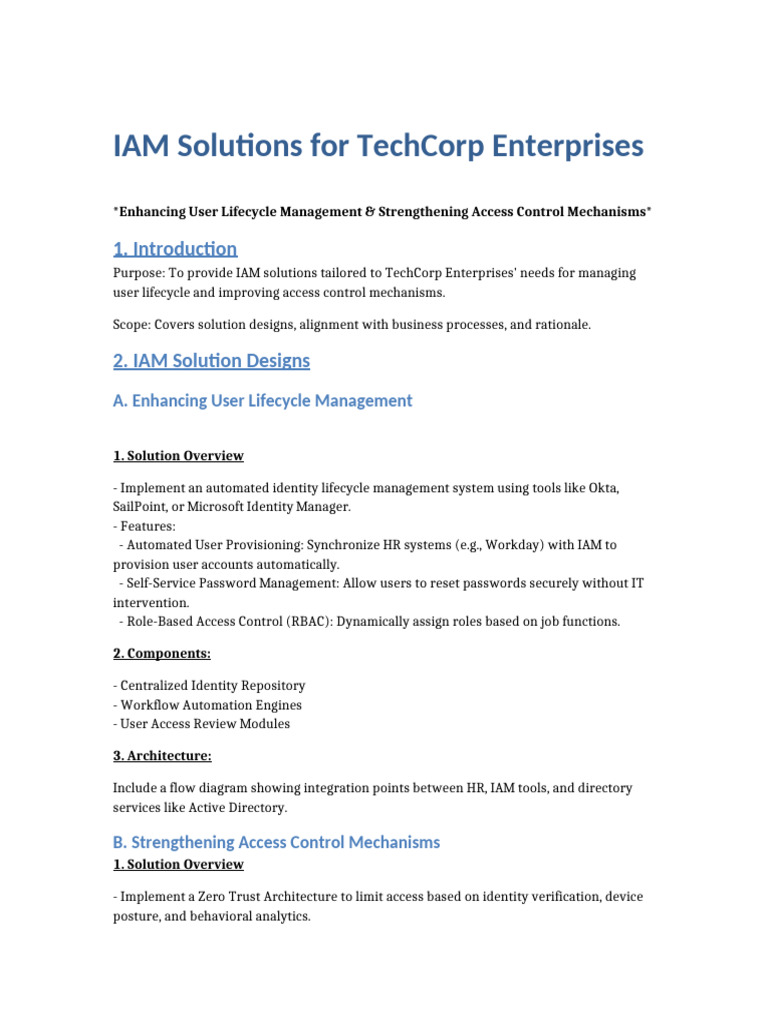 TechCorp_IAM_Solutions | PDF | Access Control | Cybercrime