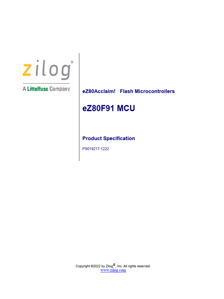 Z80F91 Manual | PDF | Microcontroller | Computer Engineering