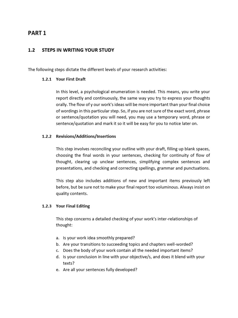 Part 1.2 Steps in Writing The Study | PDF | Proofreading | Written ...