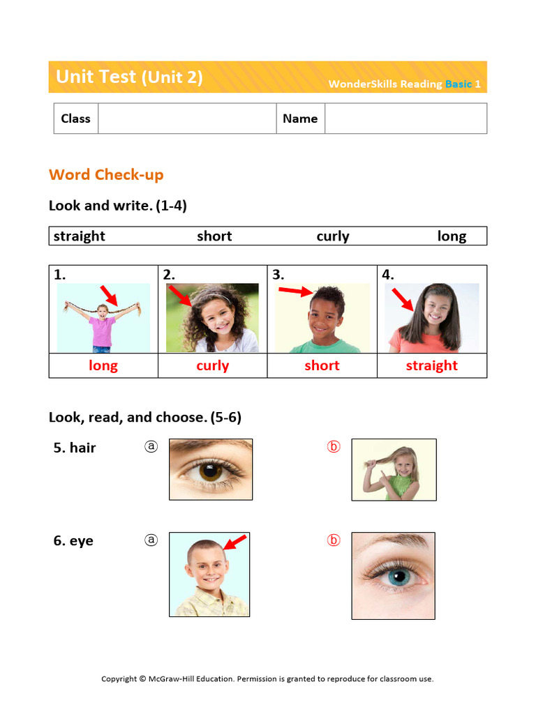 Unit Test - Basic 1 - Unit 2 - Answer Key | PDF