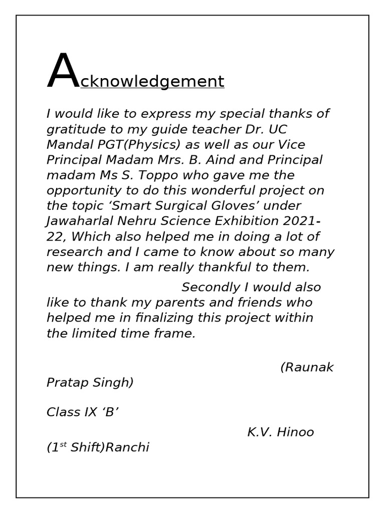 Acknowledgement | PDF | Self-Improvement | Science & Mathematics