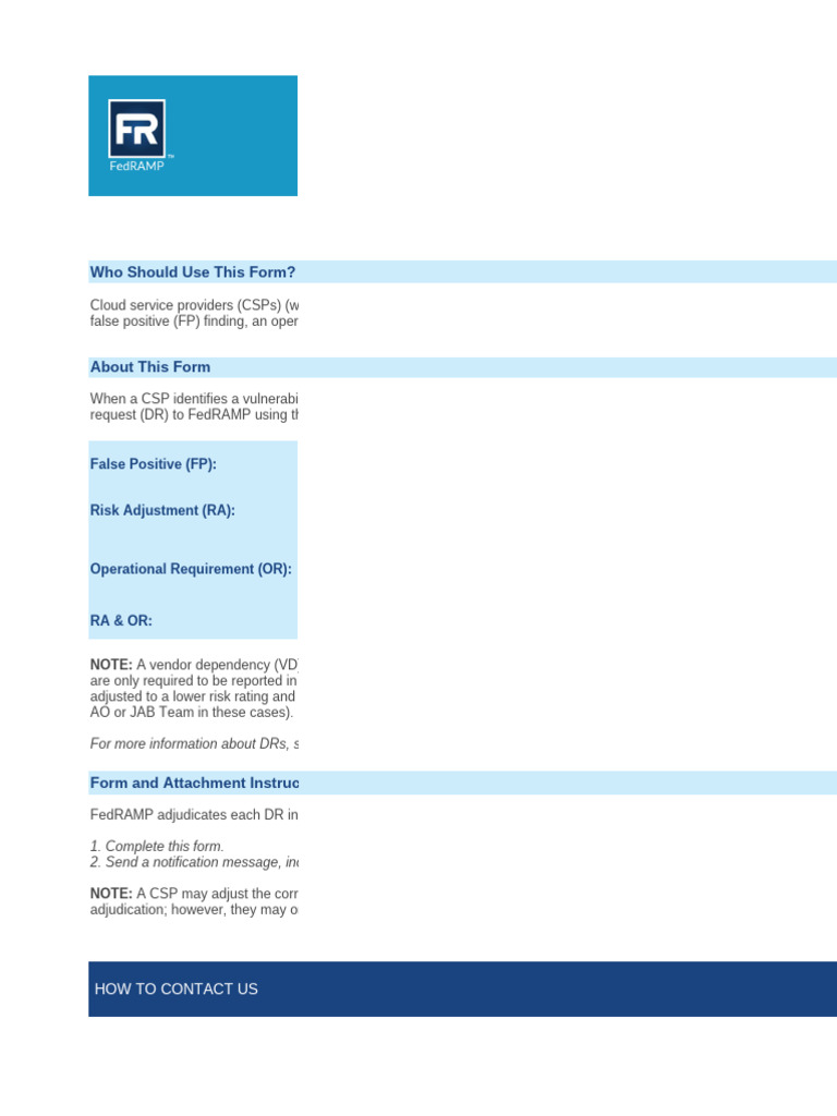 FedRAMP Vulnerability Deviation Request Form | PDF | Vulnerability (Computing) | Computing