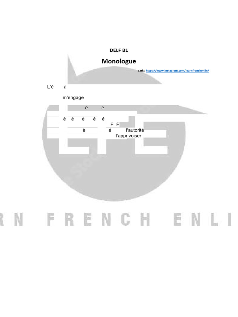 DELF B1-Monologue Topics | PDF