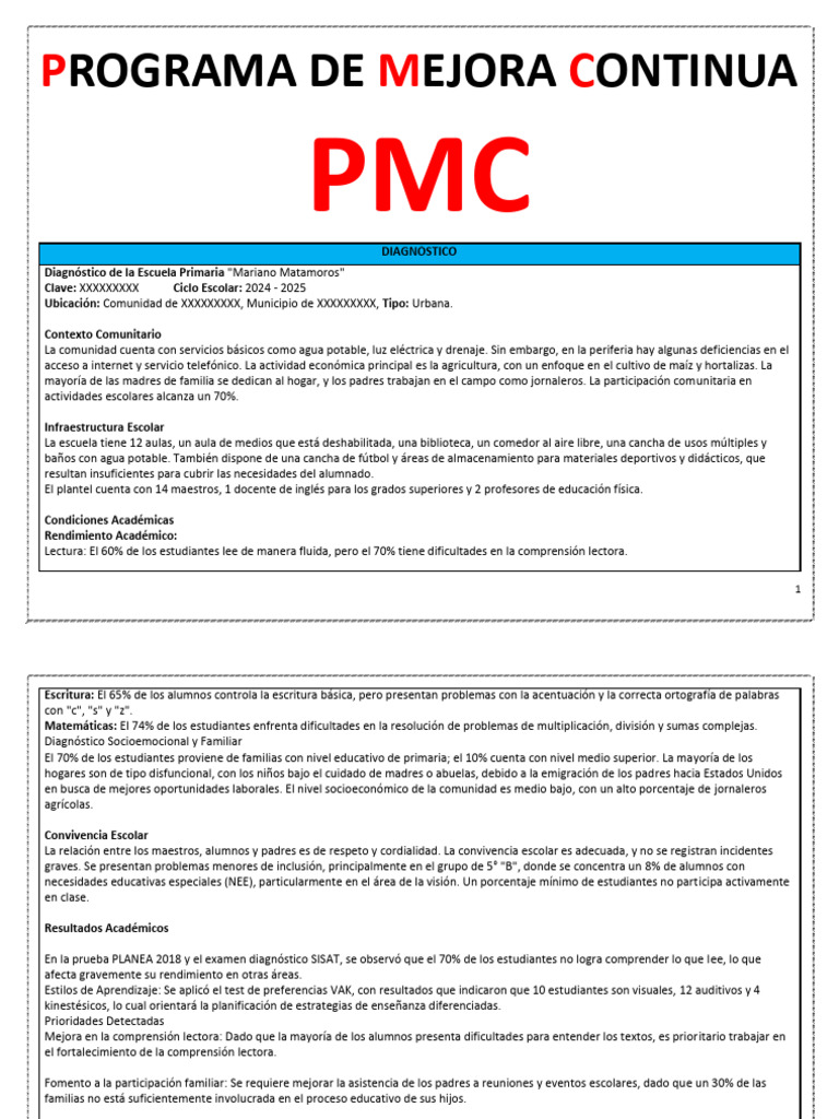 Programa de Mejora Continua | PDF | Enseñando | Evaluación