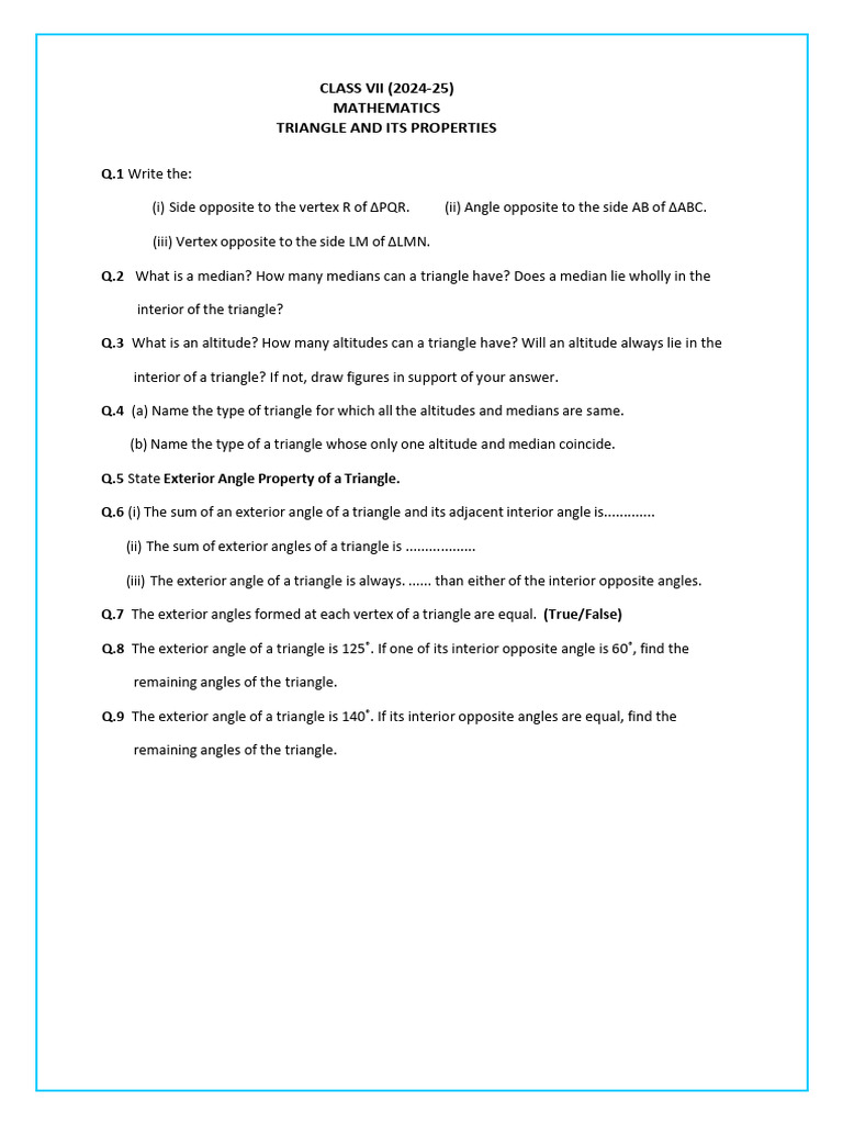 Esource 20241031154516 VII Maths 6 Triangle and Its Properties | PDF ...