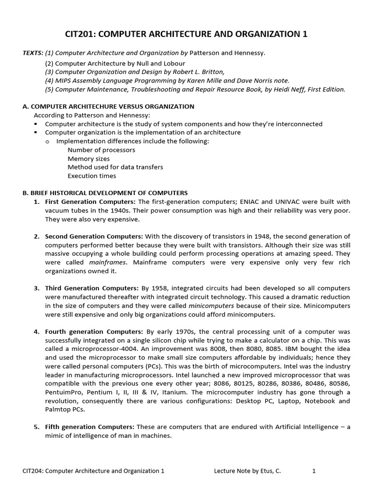 CIT204 Comp. Arch. & Org. (Part D (I) ) | PDF | Random Access Memory | Computer Data Storage