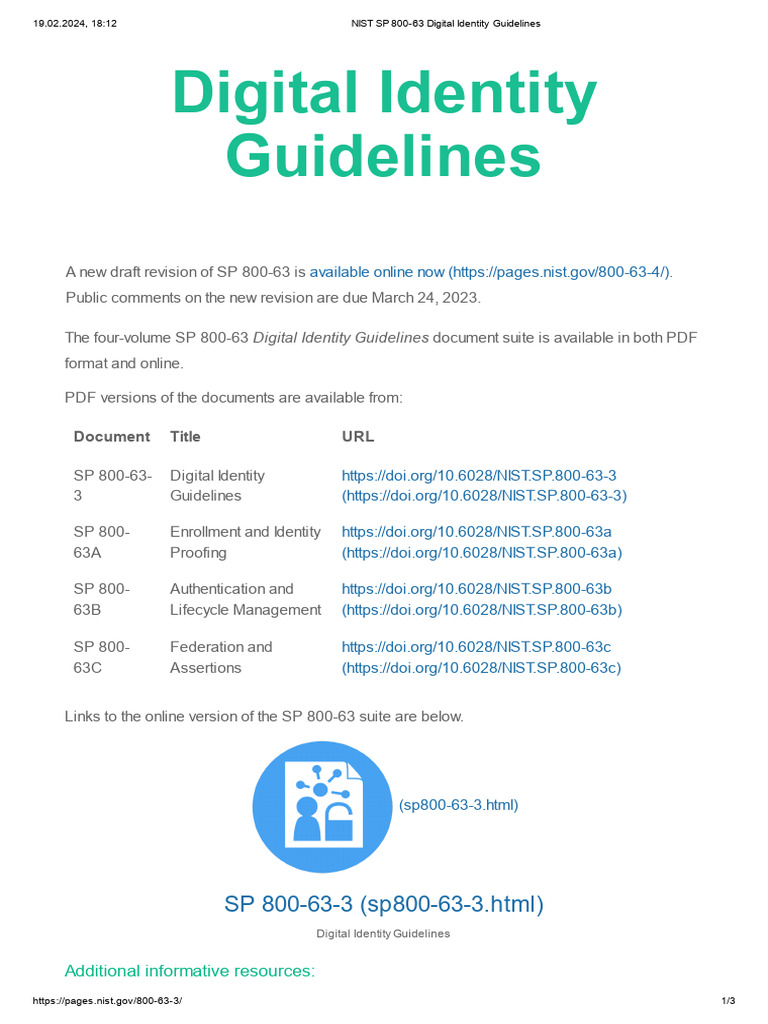 NIST SP 800-63 Digital Identity Guidelines | PDF | Applications Of ...
