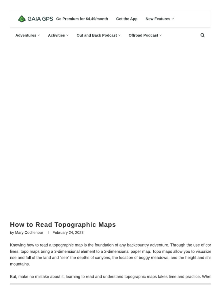 How To Read Topographic Maps - Gaia GPS | PDF