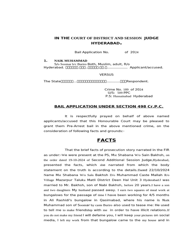 498 Bail Neek Muhammad Pdf Affidavit Bail