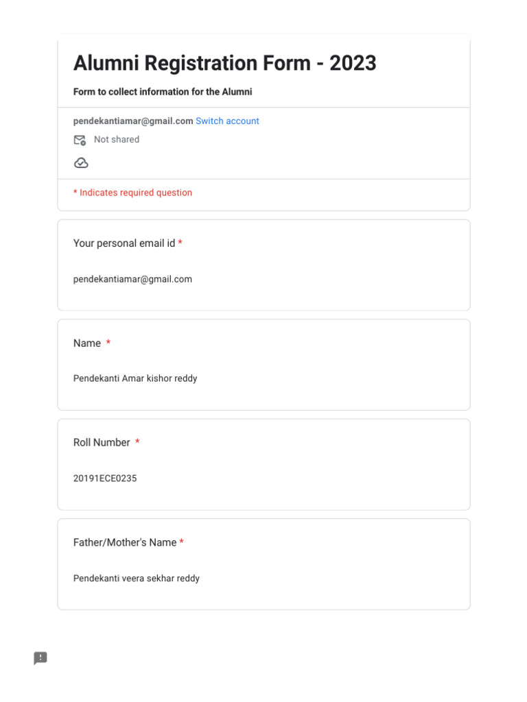 Alumni Registration Form - 2023 | PDF