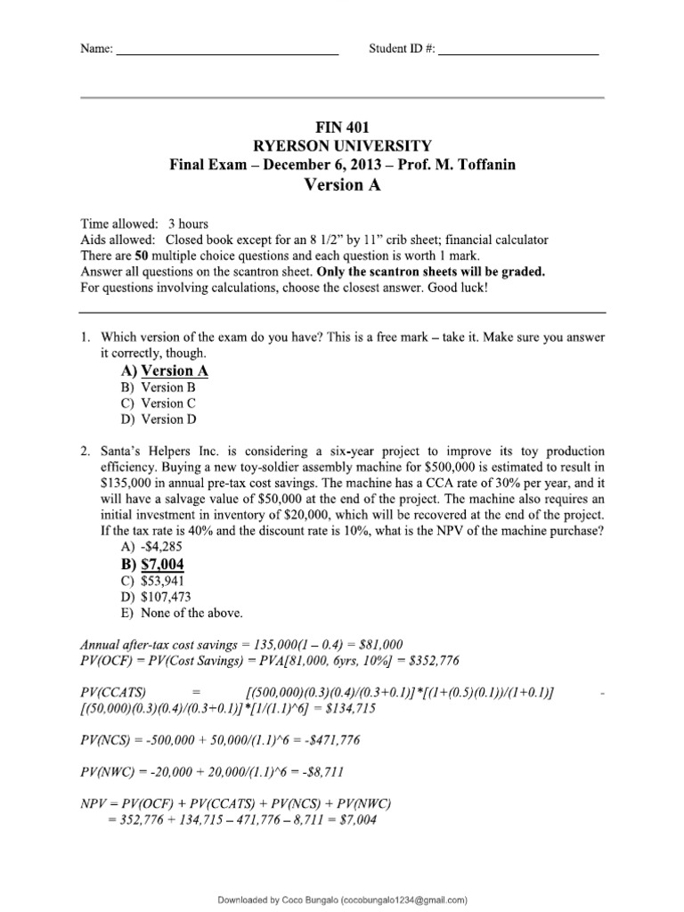 Fin 401 Midterm | PDF