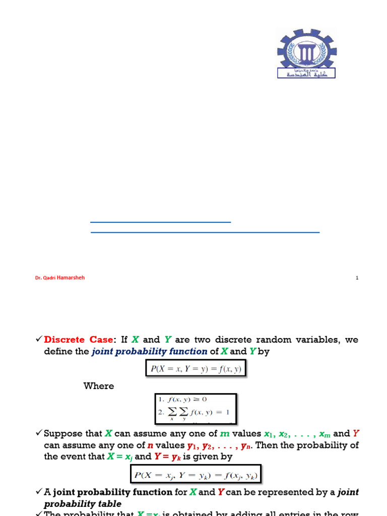 Lecture 7 Multiple Random Variables | PDF | Probability Distribution ...