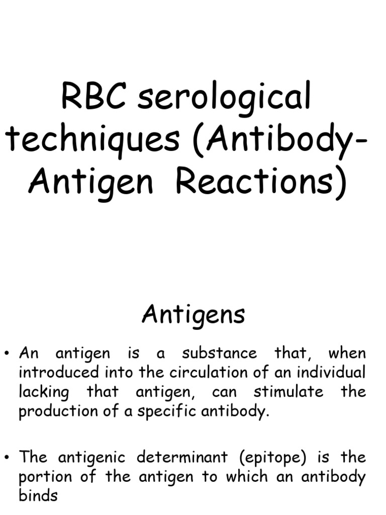 3 RBC Serological Techniques Antibody Antigen Reactions | PDF ...