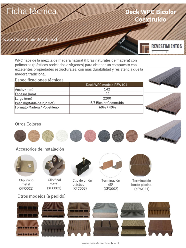 Ficha Técnica Deck WPC Bicolor Coextruido | PDF | Madera | El plastico