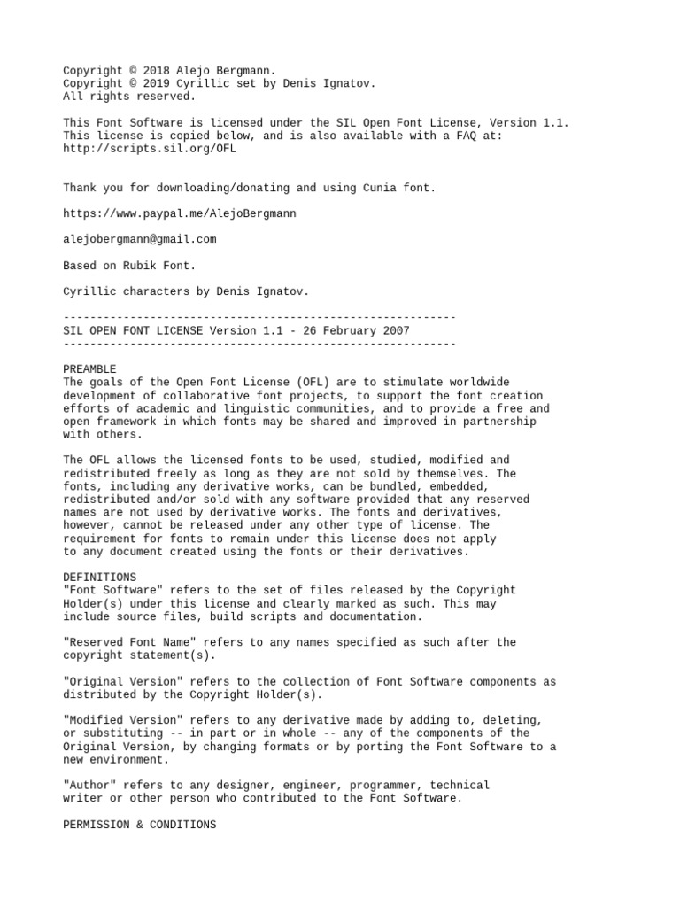 SIL Open Font License Cunia | PDF | Copyright | Software