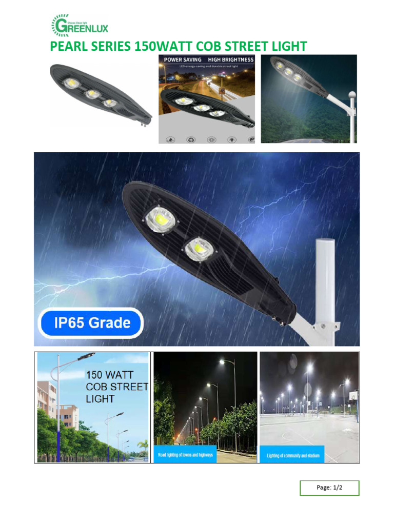 Pearl Series 150W COB Street Light | PDF